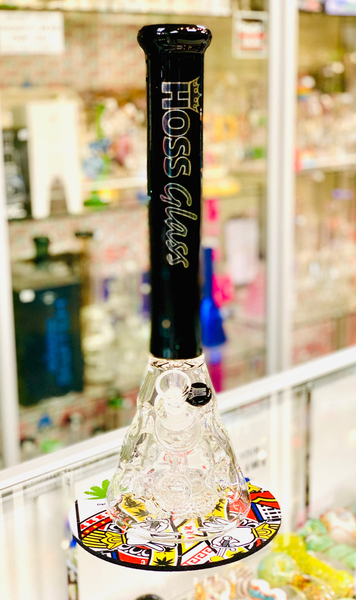 Hoss Glass 18" Beaker W/colored Neck,Pyramid Perc. – Dixie Smoke Shop